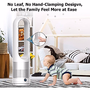 KIAMI Bladeless Cooling Fan, 22 inch Tower Fan, 80° Oscillating Pedestal Fan with Remote Control, 8 Speeds, 8H Timer, LED Display with Auto Off, Portable Quiet Cooling Fan for Bedroom, Home, Office