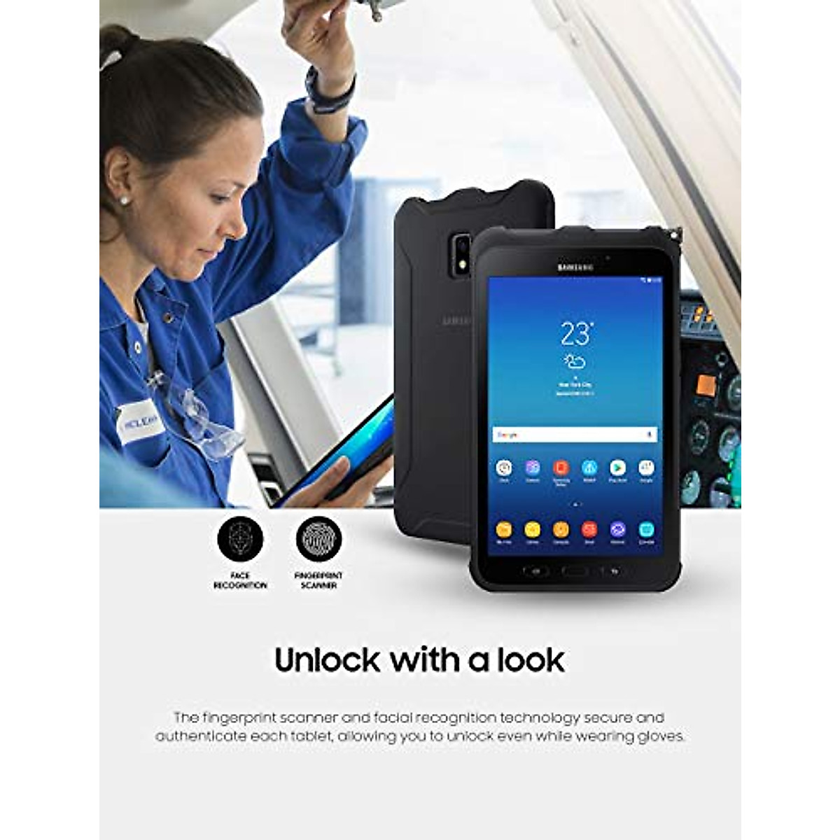 SAMSUNG Galaxy Tab Active2 8" Ruggedized Tablet Wi-Fi 16GB, Black (SM-T390NZKAXAR)