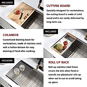 28 Inch Undermoutn Kitchen Sink Stainless Steel- Abironl 28"x18" Under Mount Kitchen Sink Workstation Ledge 16 Gauge Stainless Steel Kitchen Sink Single Bowl Kitchen Sink with Accessories