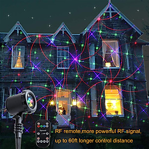 Poeland 8 Patterns Garden Lights Moving Firefly Laser Christmas Projector for Home and Garden