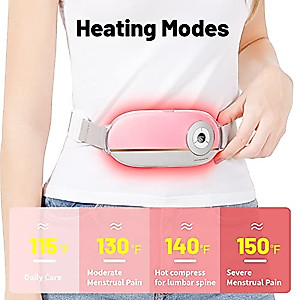 Heating Pads for Cramps, Menstrual Portable Cordless Heating Pad with 4 Heat Levels and 4 Massage Modes, Heating Pad Gift for Back Pain Gift for Women (Pink)
