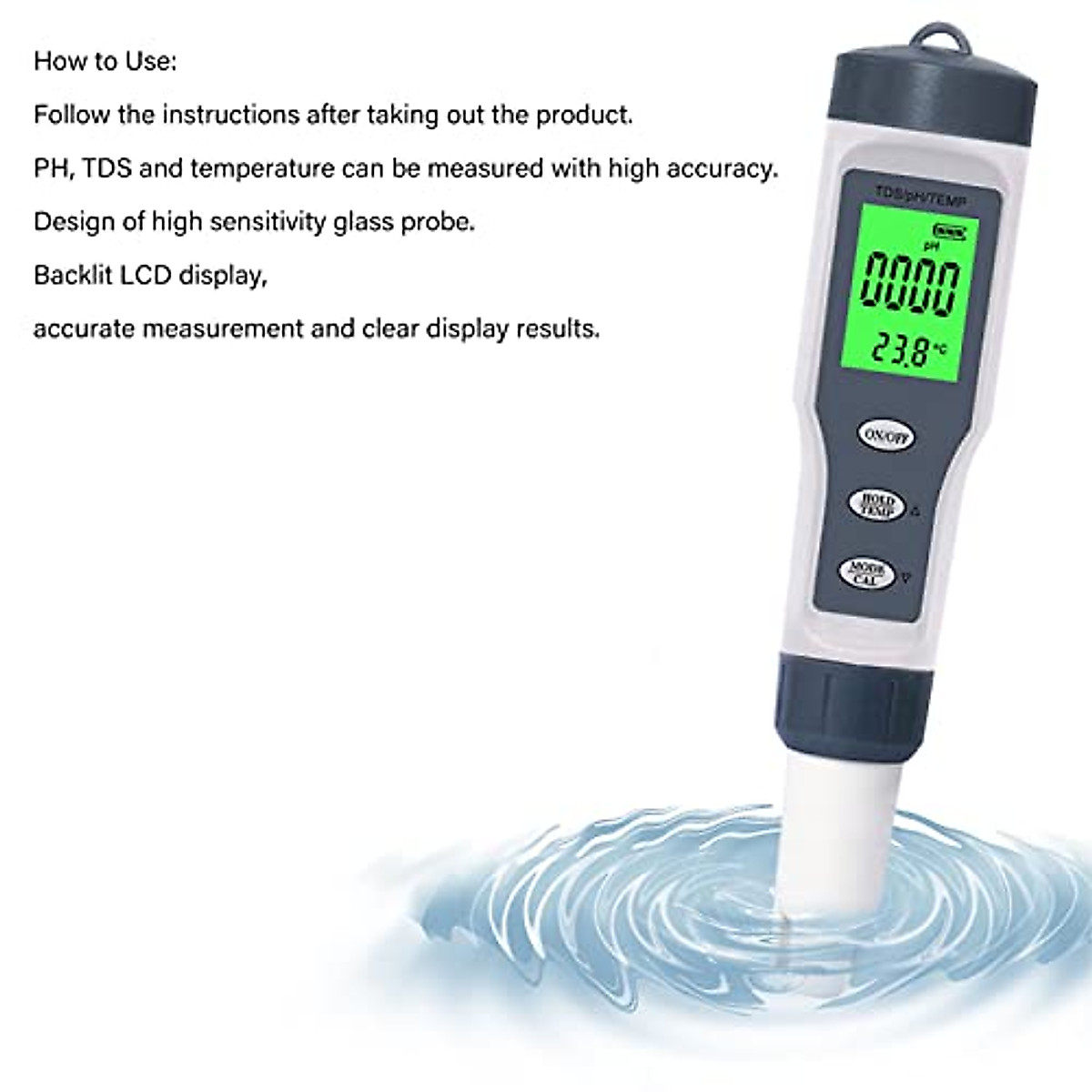 TDS Meter Wide Application 3 in 1 Digital Display Water Quality Test Tool for Planting