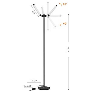 Alldio Torchiere Floor Lamps, Modern Bright Floor Lamp for Living Room, Multi-Head Standing Light with Foot Switch, LED Tall Lamp for Bedroom, Office (Black)