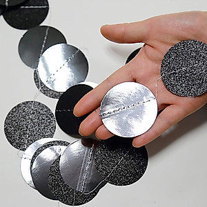 Cheerland Glitter Charcoal Grey Black Circle Garland Kit Halloween Party Decoration Hanging Polka Dots Streamer Backdrop Banner Birthday Wedding Retirement New Years NYE Bachelorette Bridal Shower