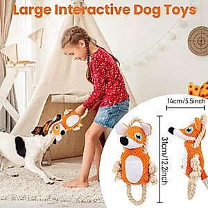 CIIVURR Interactive Dog Toys for Large Dogs, Plush Tug of War Dog Toy to Keep Them Busy, Squeaky Tough Dog Chew Toys for Boredom, Dog Teething Toys for Small, Medium & Large Dogs (Fox)