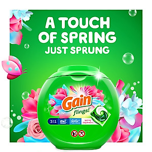 Gain flings Laundry Detergent Soap Pacs HE Compatible 76 Count Long Lasting Scent Spring Daydream Scent
