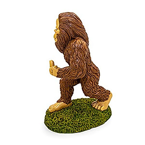 Kwirkworks Garden Gnome - Sasquatch Bigfoot Middle Finger Lawn Statue Figurine - 11 inches Tall