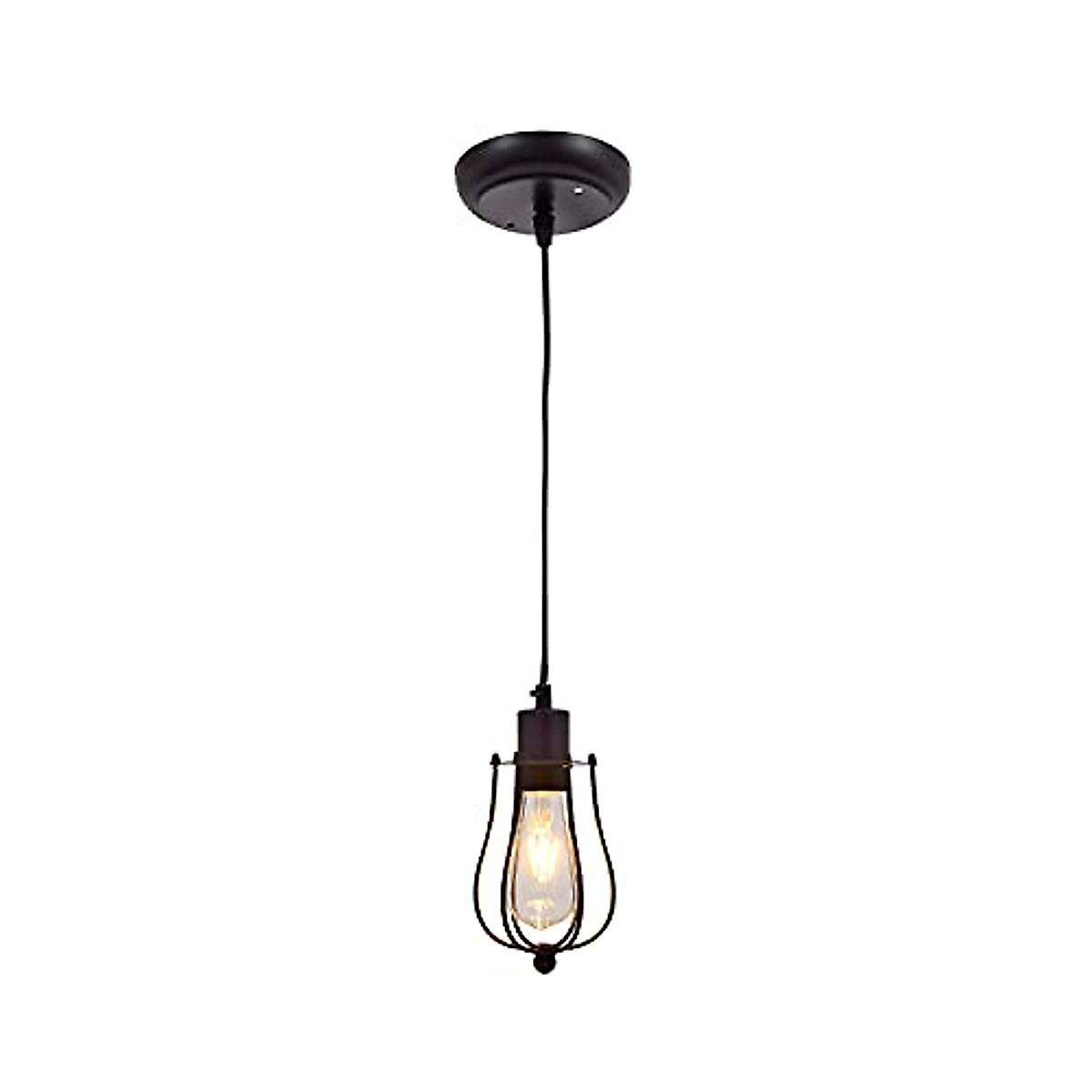 SYLVANIA Vintage Lowell Cage Pendant Light Fixture, 60W LED Dimmable ST19 Edison Bulb Included, 800 Lumens - 1 Pack (75513)