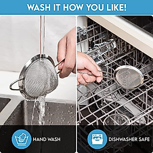 Kafoor Fine Mesh Strainer - 3.3 Inch Conical Sieve - Tea Strainers for Loose Tea, Coffee Strainer, Food Strainer, Juice Strainer, and Much More! (Simple Handle)