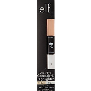 e.l.f. Cosmetics Undereye Concealer and Highlighter, Dual-Ended Stick Conceals Blemishes and Brightens Skin, Medium
