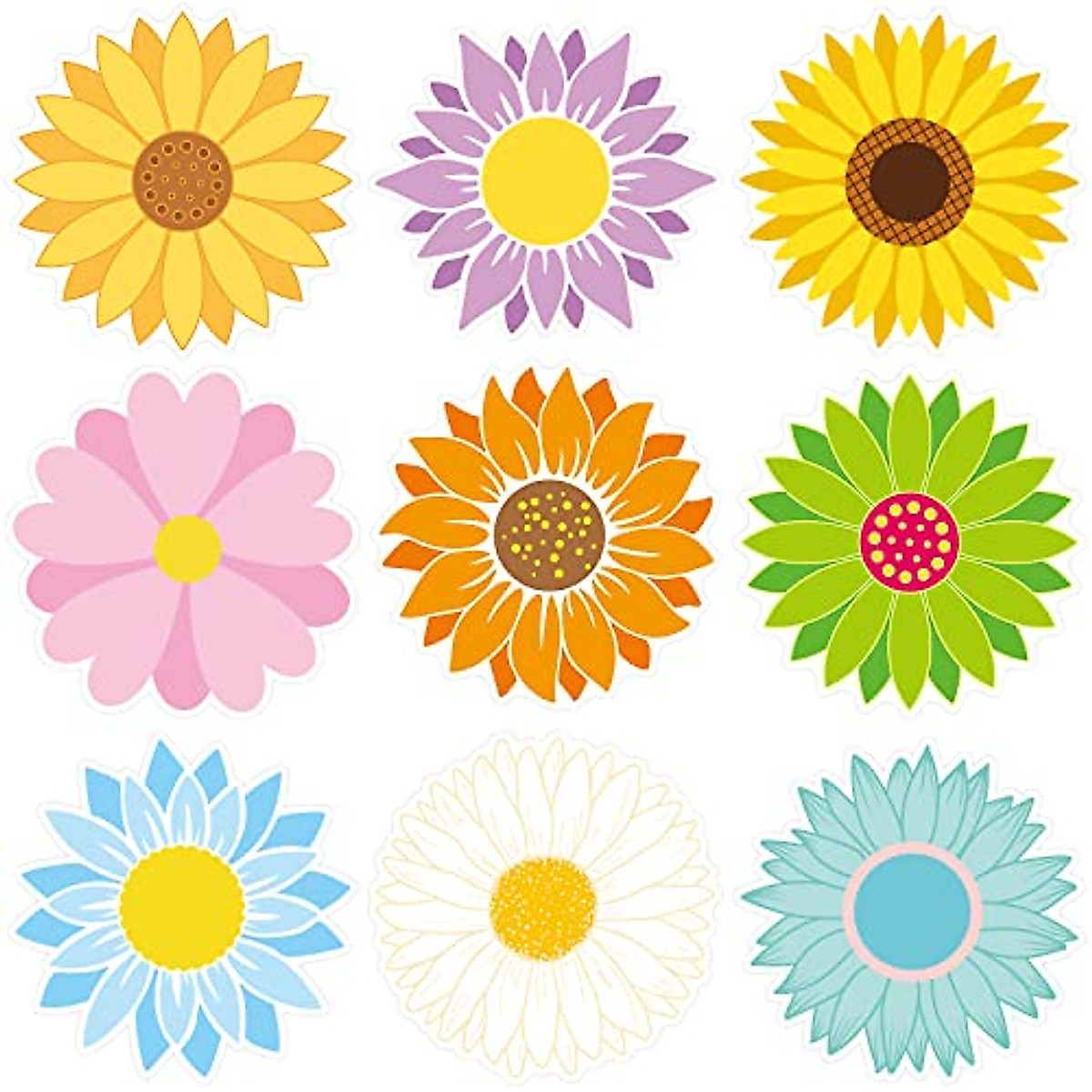 54pcs Sunflower Cutouts Summer Cut-Outs Flower Bulletin Board Decoration for Party Classroom Home