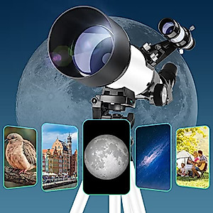 occer Telescopes for Adults Kids Beginners - 70mm Aperture 400mm Telescope FMC Optic for View Moon Planet - Portable Refractor Telescope with Adjustable Tripod Finder Scope Phone Adapter