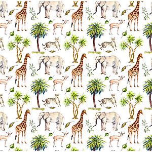 Stesha Party Safari Wrapping Paper Jungle Birthday Gift, Folded Flat 30 x 20 Inch, 3 Sheets