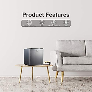 Walsh WSR17S5 Compact Refrigerator, 1.7 Cu.Ft Single Door Fridge, Adjustable Mechanical Thermostat with Chiller, Reversible Doors, Stainless Steel Look