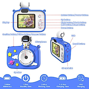 Kids Camera Toys for 3-8 Year Girls Boys, Kids Digital Camera Video Camcorder Camera with Cartoon Soft Silicone Cover, 32G SD Card Included, Kids Christmas Birthday Gifts for Girls