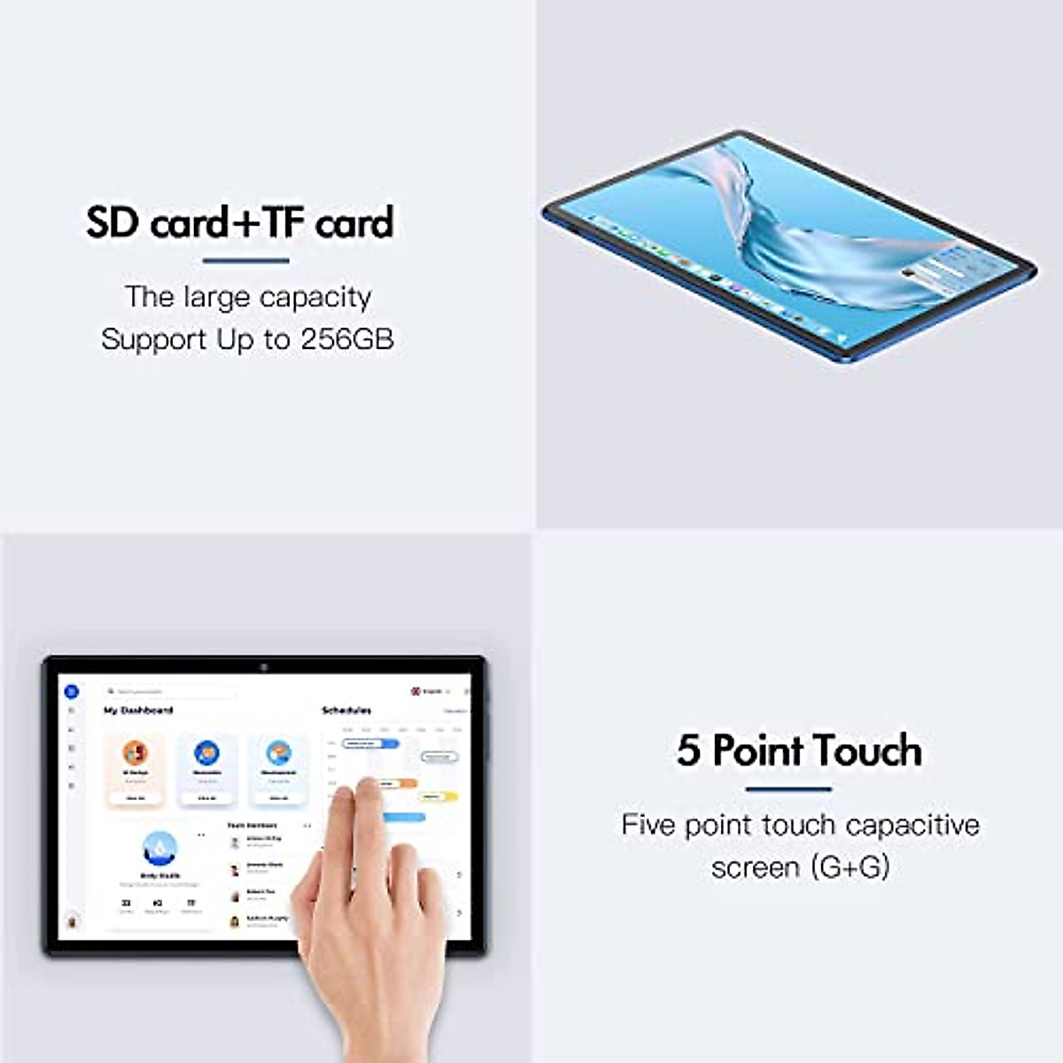 DUODUOGO Tablet 2 in 1, 10.1 inch Android Tablet, 8GB RAM +64GB ROM(1TB Expand), GMS Certificated Wi-Fi Tablets, Octa-Core Processor, Games, Bluetooth, 1920x1200 IPS HD Display, DGO-S9 (Blue)