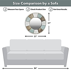 FirsTime & Co. Cottage Timbers Accent Wall Mirror, 27", Aged Teal/Shabby White/Natural Wood