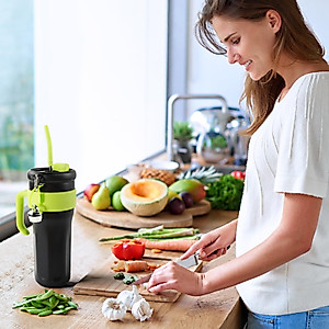 40 oz Tumbler with Handle, Stainless Steel Double Wall Vacuum Bottle Travel Mug, 100% Leakproof Insulated Tumbler with Straw and Lid, Reusable Coffee cup for gift (Black)