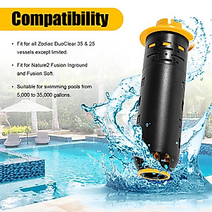 Replacement for Nature2 W28001 W28000 W26001 Pool Mineral Cartridge Fit for All Zodiac DuoClear & Fusion Pool Sanitizers 25 35 Vessels Except Limited Compatible with Pools 5,000-35,000 Gallons