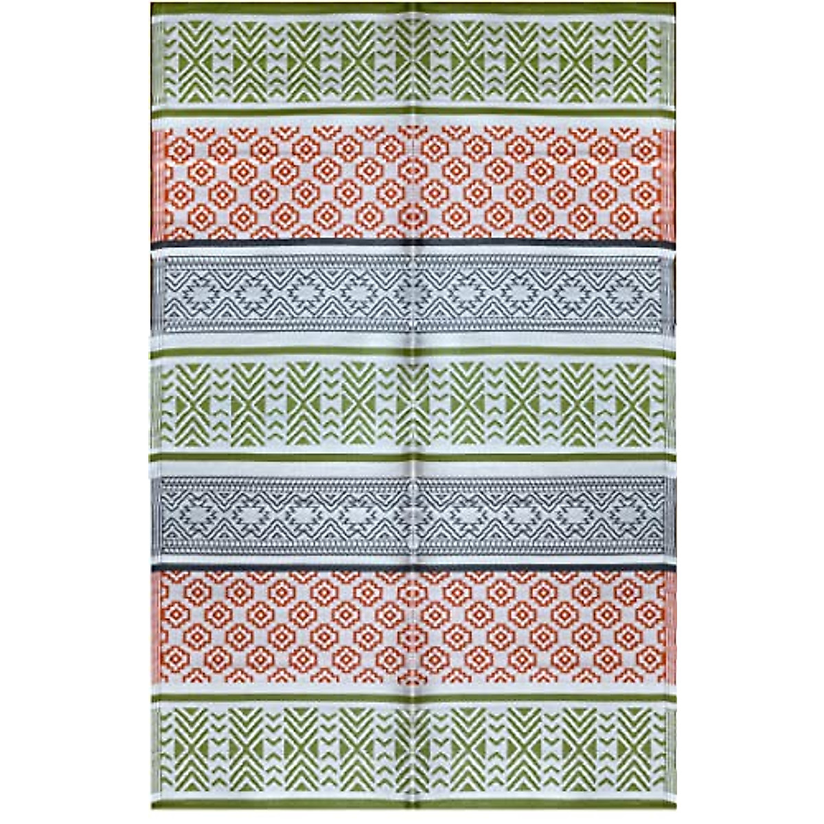 BalajeesUSA Outdoor Plastic Patio Rugs – 5x7 ft Green,Orange,Multipurpose,Woven Plastic Straw, All-Weather and Waterproof, Reversible Camper mat sports camp backyard picnic 711