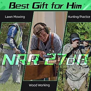 KAYNN 018 Ear Protection 2 Pack Hearing Protection for Shooting Gun Range,27dB NRR Noise Cancelling Safety Ear Muffs for Shooting Mowing(2Pack-Black&Green)