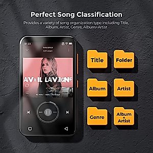 TIMMKOO MP3 Player with Bluetooth, 4.0" Full Touchscreen Mp4 Mp3 Player with Speaker, Portable HiFi Sound Mp3 Music Player with Bluetooth, Voice Recorder, E-Book, Supports up to 512GB TF Card (Black)