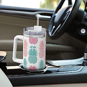 HULIBIN Colored pineapple Print Double Deck Stainless Steel Travel Coffee Cup With Lid 40 Oz Ice Bully Cup