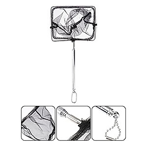 Yardwe and Saltwater * Sturgeon Aquarium Small Fish Tool Tank Accessory Portable Premium Ponds Tackle Retractable Stainless Fishing Dip Catching Nets Folding Outdoor Net 3pcs Trout