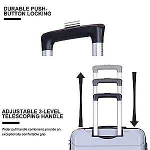 Travelhouse hardshell 3 Piece Set, PP Hard Wheel Suitcase Set with Spinner Wheels, TSA Lock, 20 inch 24 inch 28 inch Women's Luggage Set (Silver)