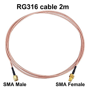 YOTENKO SMA Antenna Extension Cable SMA Male to SMA Female Bulkhead Mount RF Connector RG316 Cable 2M 6.5Ft for Handheld Ham Radio 4G LTE Router Gateway Cellular SDR USB Dongle Receiver