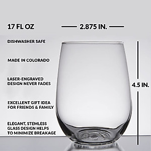 SPIDERWEBS Engraved 17oz Stemless Wine Glass | Great Halloween Scary Spooky Creature Gift Idea!