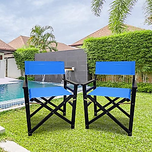 DKLGG Outdoor Folding Chair with Armrests Set of 2, Natural Wood Frame and Canvas Lightweight Camping Lawn Chair, Portable Director Folding Makeup Artist Chair, Patio Dining Chairs, Easy Assemble