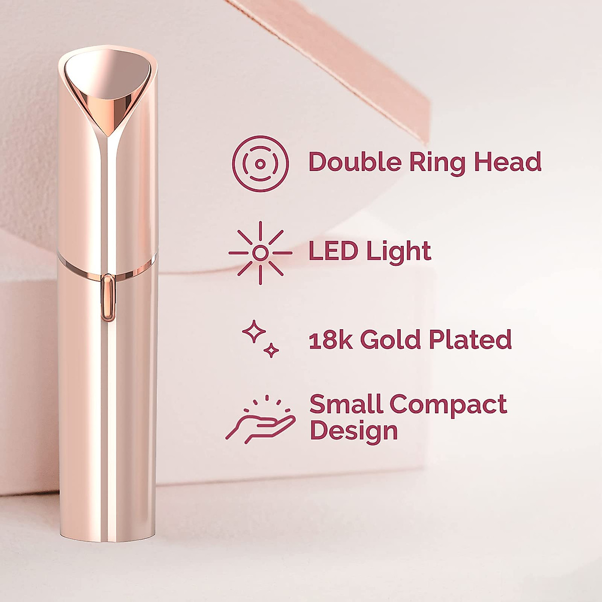Facial Hair Remover for Women, Electric Face Razor for Women with LED Light for Instant and Painless Hair Removal (Golden)