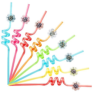 BkeeCten 24PCS Christmas Party Favors Xams Drinking Straws Snowflakes Plastic Reusable Straw with 2 PCS Cleaning Brushes Xmas Gifts for Kids Winter Holiday Birthday Classroom Party Decoration Supplies
