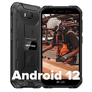 Ulefone Armor X6 Pro Unlocked Rugged Phone - Android 12 OS, Quad-Core Processor 8GB RAM & 32GB ROM, 13MP Main Camera, 4000mAh Battery, 5.0-inch Screen, Dual SIM 4G Rugged Smartphone (Black)