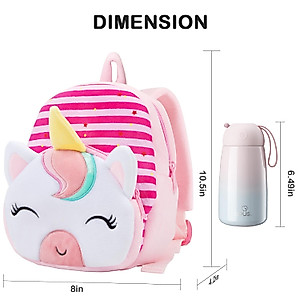 HONGTEYA Toddler Backpack Plush Backpack for Kids Soft Mini Backpack for Girls Animal Toys Pink Birthday Easter Christmas Gift for Age 1 2 3 4 5