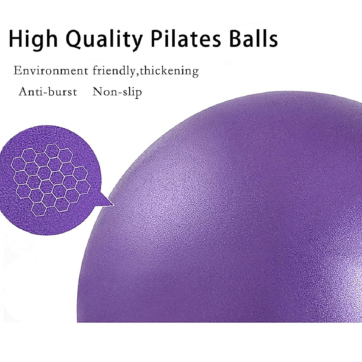 JUFANGFIN Pilates Exercise Ball Mini 6 Inch Yoga Barre Workout Fitness Balance Physical Therapy Squishy Balls for Home with Pump(Purple)