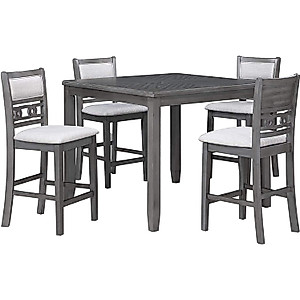 New Classic Furniture Gia 5-Piece Counter Set with 1 Table and 4 Chairs, 42-Inch, Gray