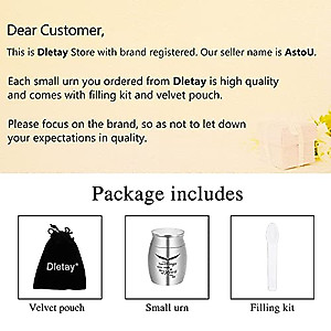 Dletay Small Keepsake Urns for Human Ashes 1.57 Inch Mini Cremation Urns for Ashes Stainless Steel Memorial Ashes Holder-Your Wings Were Ready, But My Heart Was Not
