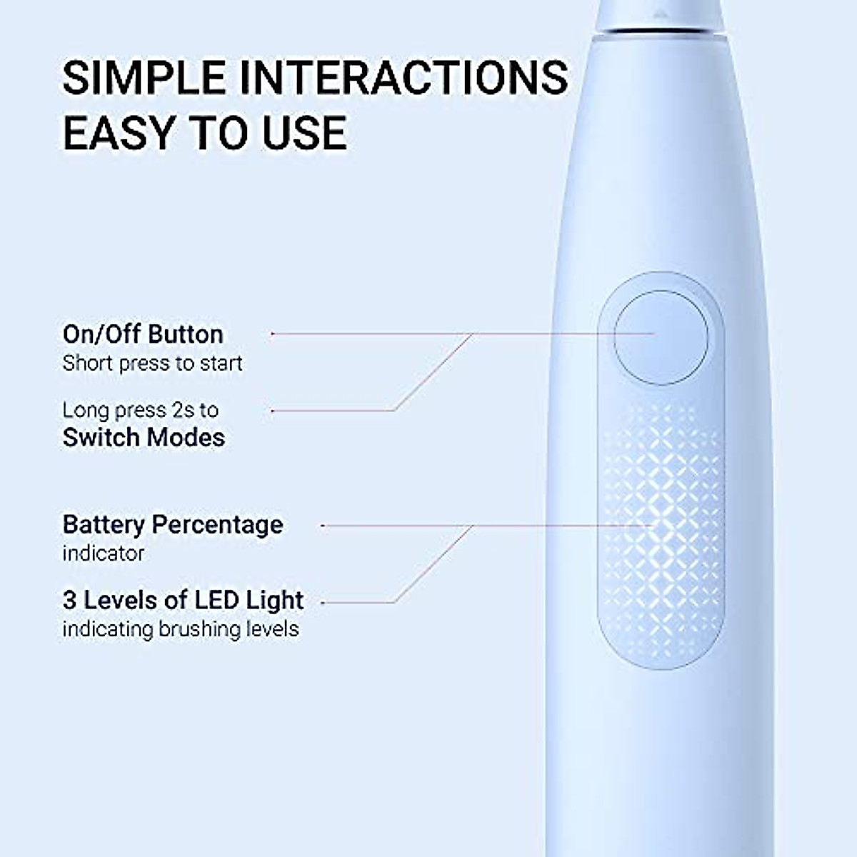 Oclean Electric Toothbrush F1 36,000 VPM Sonic Cleaning with 3 Modes, Rechargeable Sonic Toothbrush 2H Fast USB Charge Last 30 Days W/Smart Timer, for Adults and Teenagers, for Travel - Light Blue