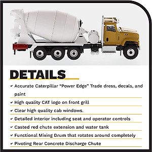 Diecast Masters 1:87 Caterpillar CT681 Concrete Mixer, HO Scale Series Cat Trucks & Construction Equipment | 1:87 Scale Model Diecast Collectible Model 85512