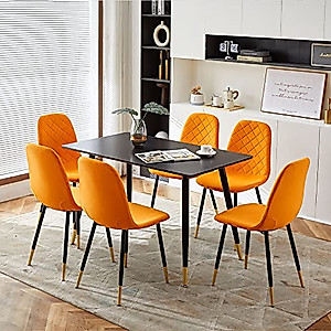 Homedot Kitchen Dining Table Set for 6,Upholstered Home Chair Comfortable Dining Chair Ergonomic Design with Durable Metal Legs for Kitchen,Restaurant,Dining Room