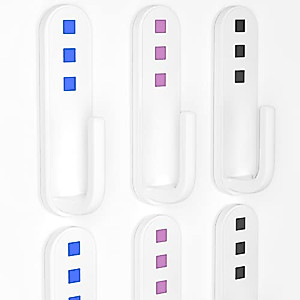 Budding Joy Wall Hooks 6 Pack, Plastic Self Adhesive Hooks for Hanging, 3M Wall Hanger Sticky Hooks, Shower Towel Hook for Bathroom Kitchen Door Home