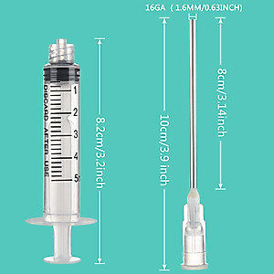 5ML/CC Premium Ink Syringe with Metal Distribution Tubes and Luer Lock Suitable for Fountain Pen Refill,Glue Application,Liquid Dispensing and Measuring, Pet Food Feeding,Refilling Ink Cartridges,CISS
