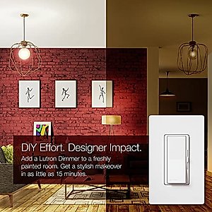 Lutron Diva LED+ Dimmer Switch for Dimmable LED, Halogen and Incandescent Bulbs, 150W/Single-Pole or 3-Way, DVSCCL-153P-PD, Palladium