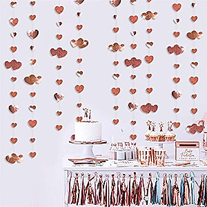 52 Ft Rose Gold Heart Garland Hanging Paper Love Heart Streamer Banner for Anniversary Mothers Day Valentines Day Bachelorette Engagement Wedding Bridal Shower Birthday Party Decorations Supplies