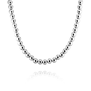 Savlano 925 Sterling Silver 7MM Handmade Bead Ball Strand Chain Necklace For Women - Made in Italy Comes With a Gift Box (20,7mm)