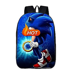 HEUHFUWA Cartoon The HedgeHog Backpack, 3D Print Teens Boy Girl Unisex Bookbag for Gift,17 Inch Large Capacity Adjustable Bag (Quick 3)