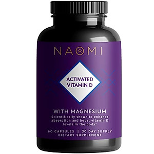 NAOMI Activated Vitamin D, Vitamin D3 5000 IU with Magnesium Supplement, Vitamin D for Strong Bones, Balanced Mood and Optimal Immune Support, K Minerals, D Vitamin IU- 60 Veggie Capsules