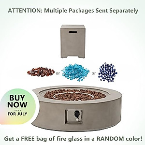 COSIEST 2-Piece Outdoor Propane Firepit Table Set w Tank Table, 40.5-inch Gray Fire Table (50,000 BTU) w 16 inches Tank Cover Side Table 20lb for Garden,Pool,Backyard